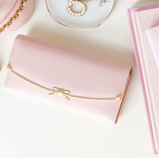 Bow Wallet| Pink Bow Wallet | Pink Leather Wallet | Pink Gold Bow ...