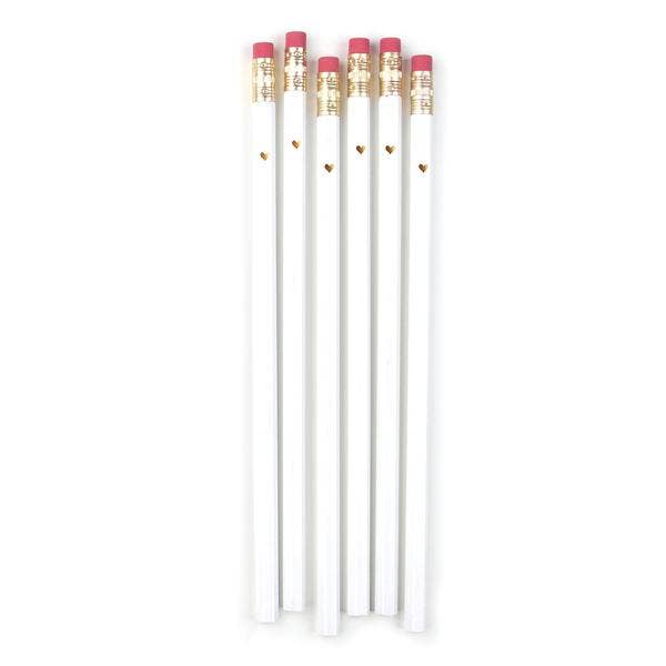 Gold Heart White Pencil | White Pencil | Gold Heart Pencil – With Love Shop